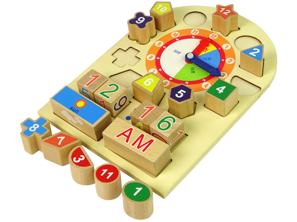 Reloj Educativo de Madera con Números y Formas - Juego de Aprendizaje ...