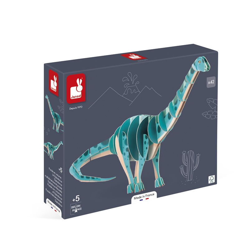 Puzle 3D con volumen del Diplodocus, el dinosaurio gigante. - Shopmami